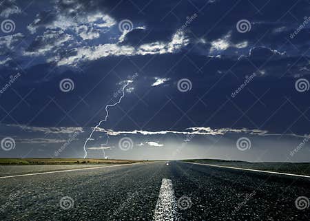 Road and Lightning stock photo. Image of bolt, road, lights - 15167574
