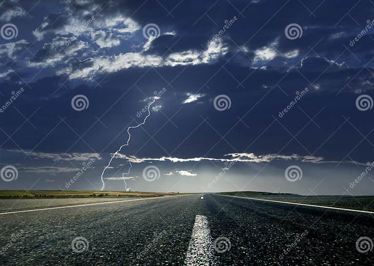 Road and Lightning stock photo. Image of bolt, road, lights - 15167574