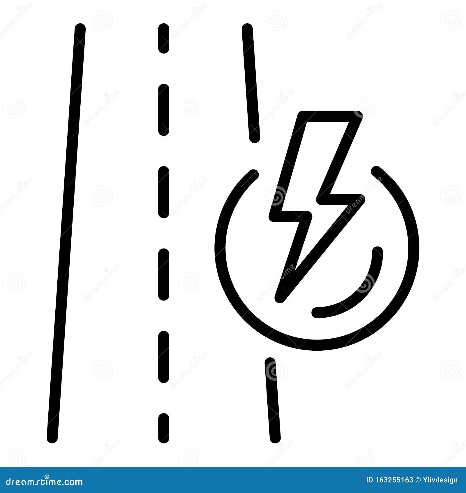 Road and Lightning Icon, Outline Style Stock Vector - Illustration of ...