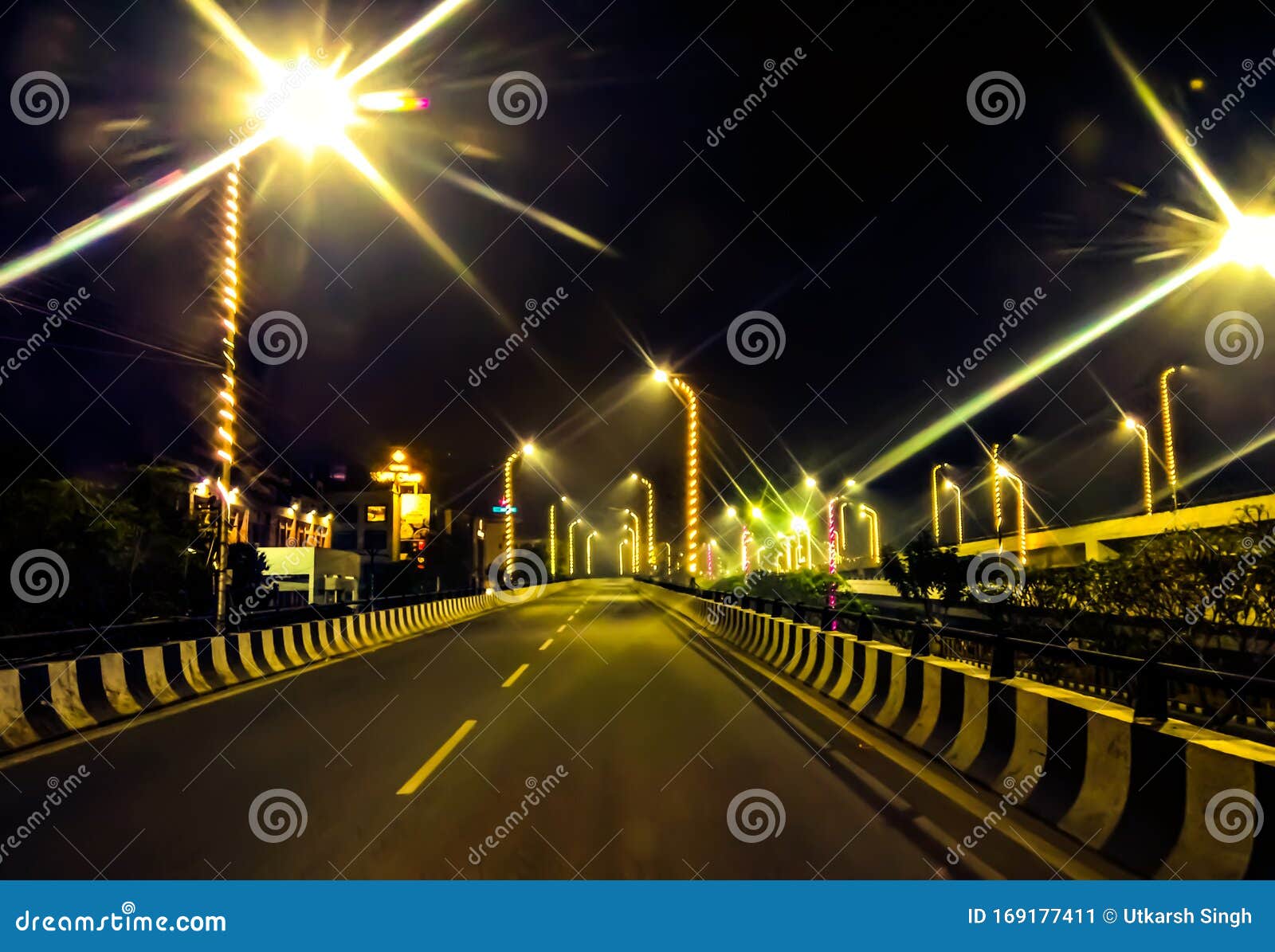 Road lights and night view stock image. Image of view - 169177411