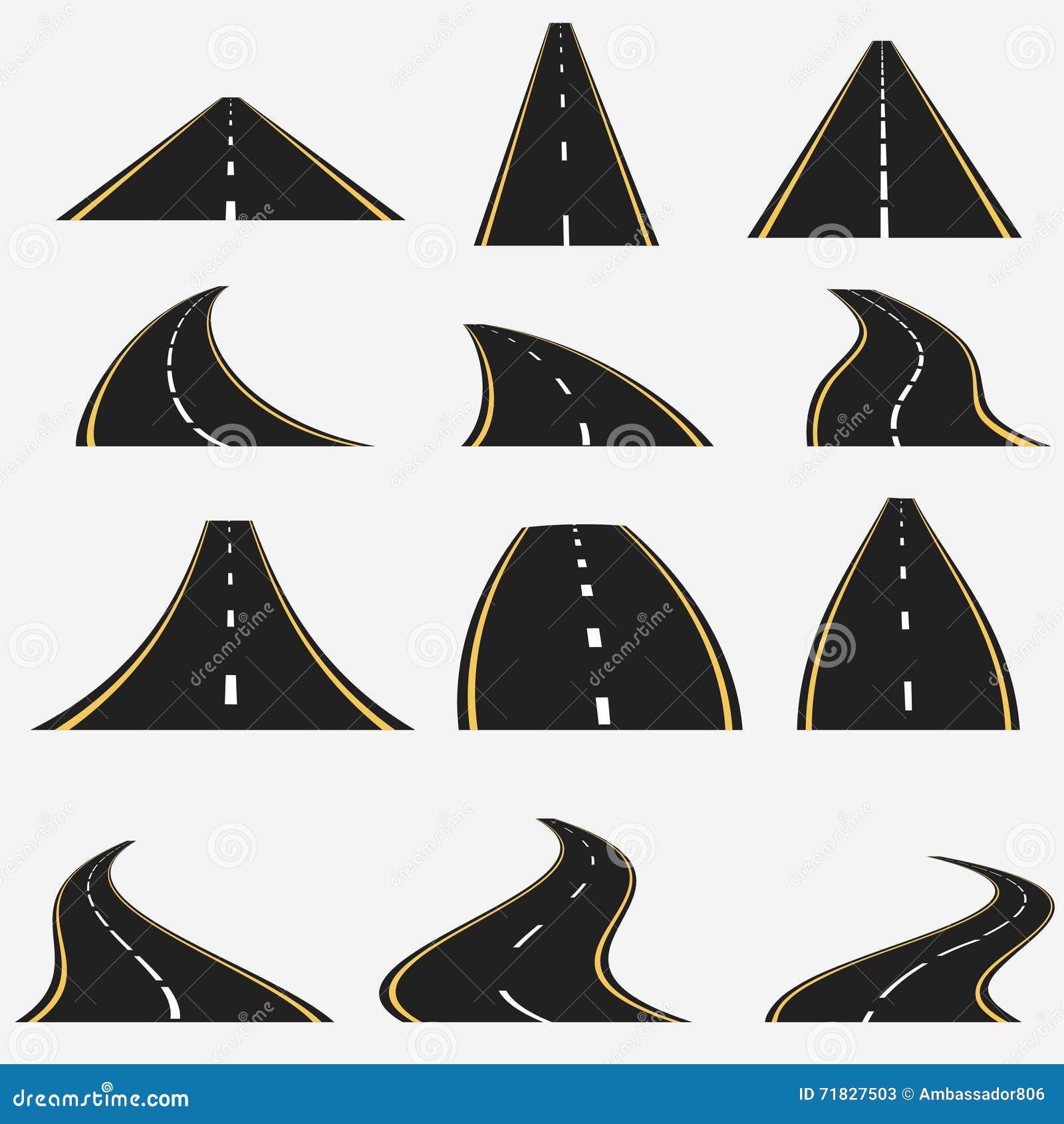 Road line set vector stock vector. Illustration of drive - 71827503
