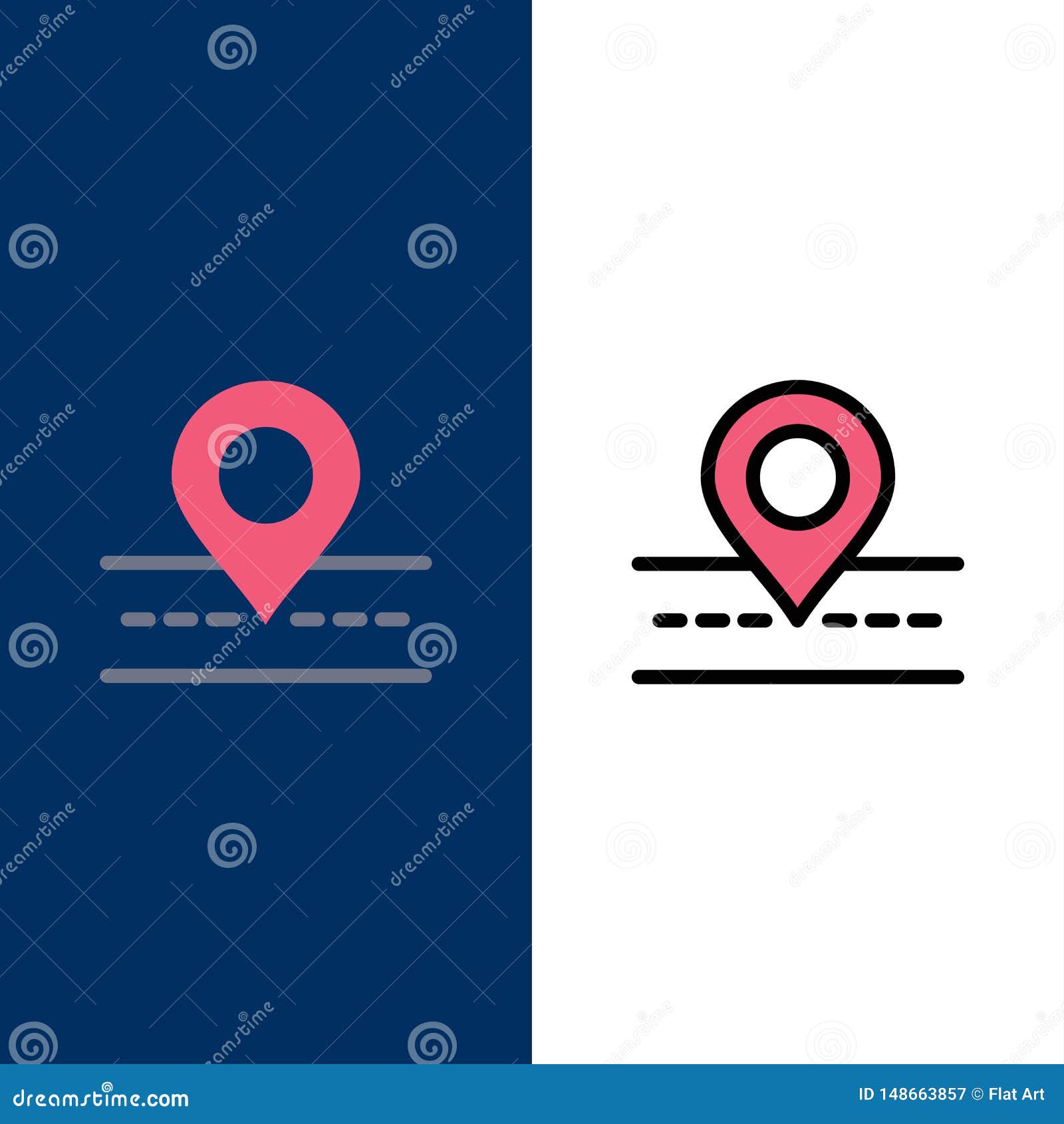 Road, Location, Way, Map Icons. Flat and Line Filled Icon Set Vector ...