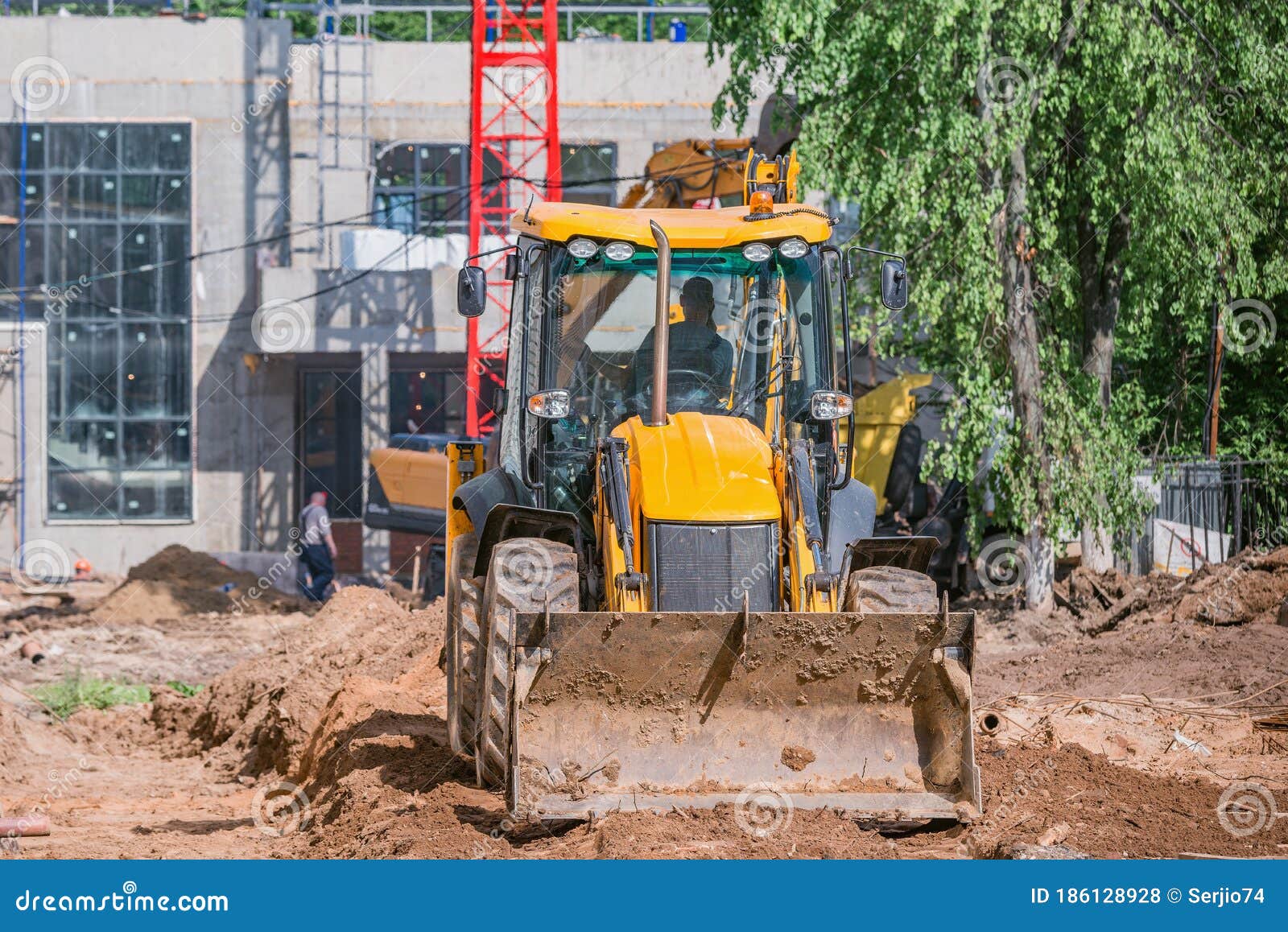 Road Machine by Construction Site Stock Photo - Image of industrial ...