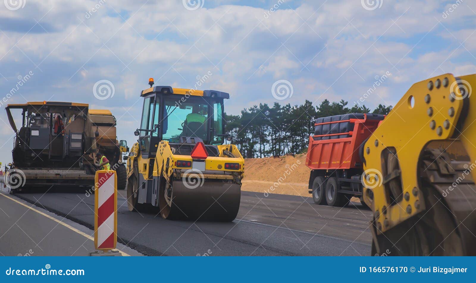 Road Machinery on the Construction of a Road Stock Photo - Image of ...