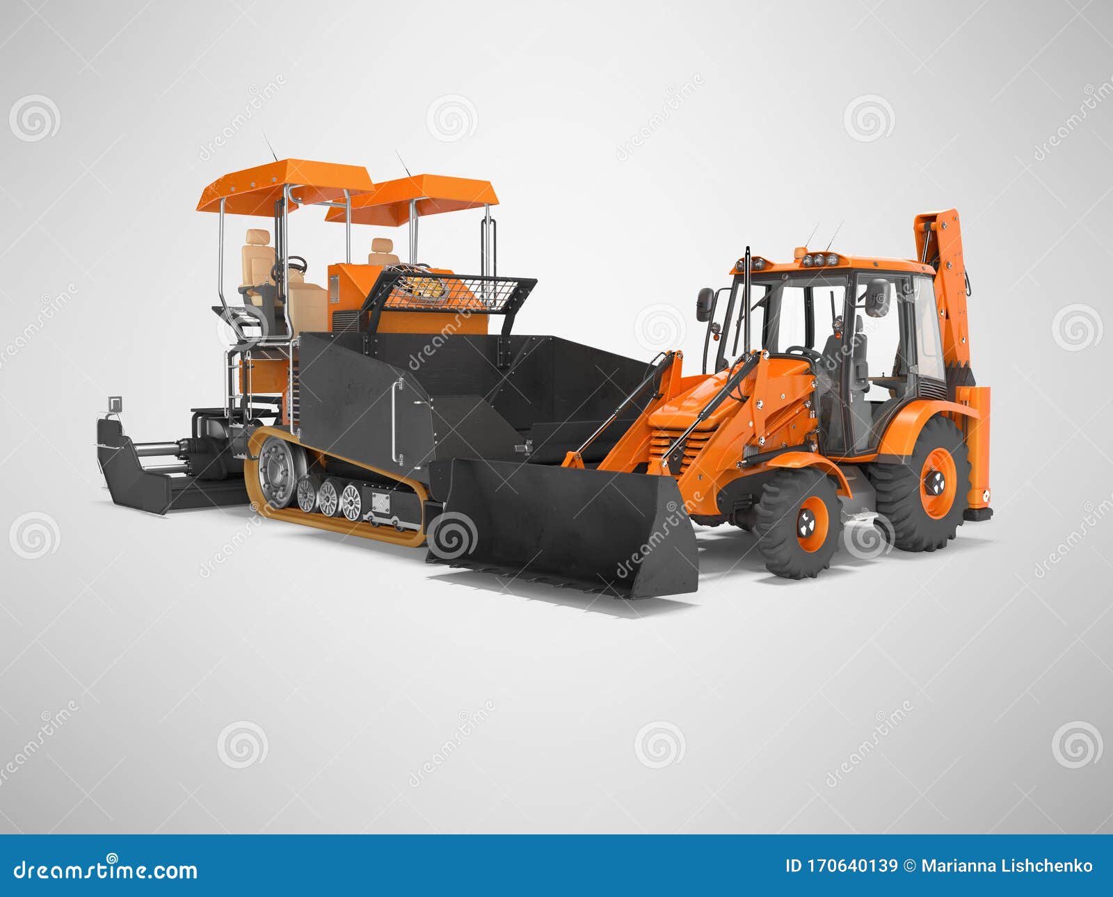 Asphalt Spreader Machine And Two Road Roller Getting Ready For Work ...