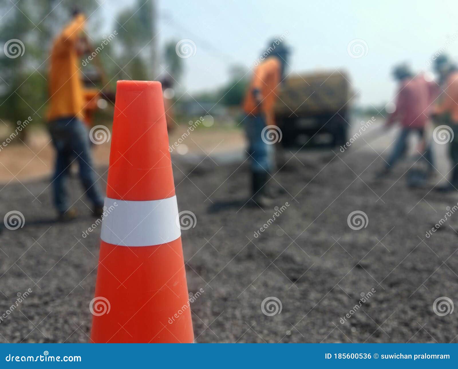 Road Maintenance Work Using Human Labor Blurred Image Stock Photo ...
