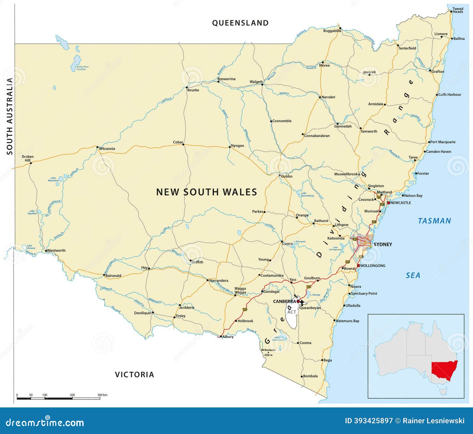New South Wales Australia Map Black Silhouette. NSW, Australian State ...