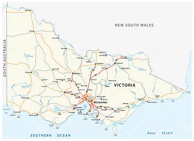 Road Map of the Australian State Victoria Stock Vector - Illustration ...