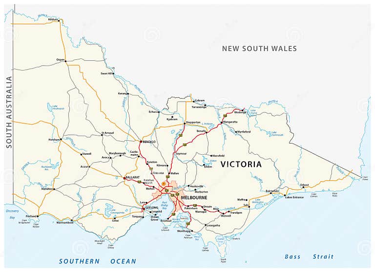 Road Map of the Australian State Victoria Stock Vector - Illustration ...