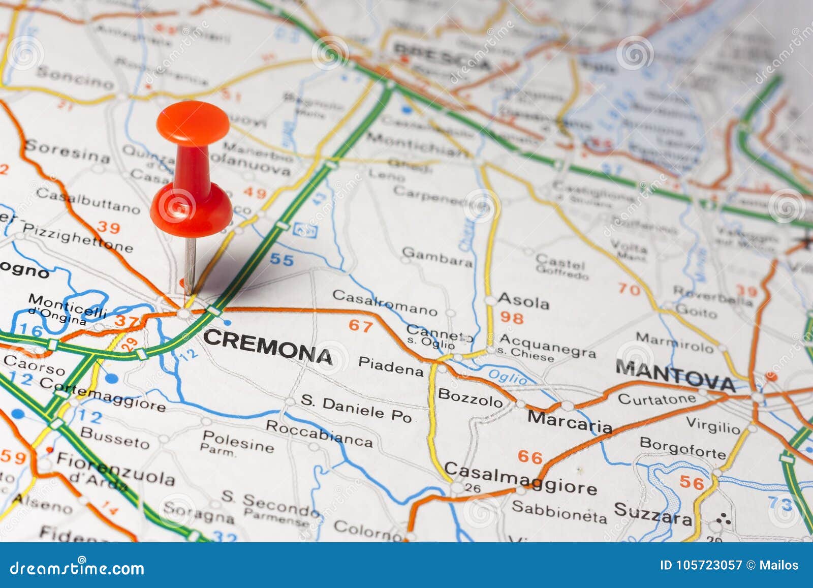 Cremona Pinned on a Map of Italy Stock Image - Image of yellow ...