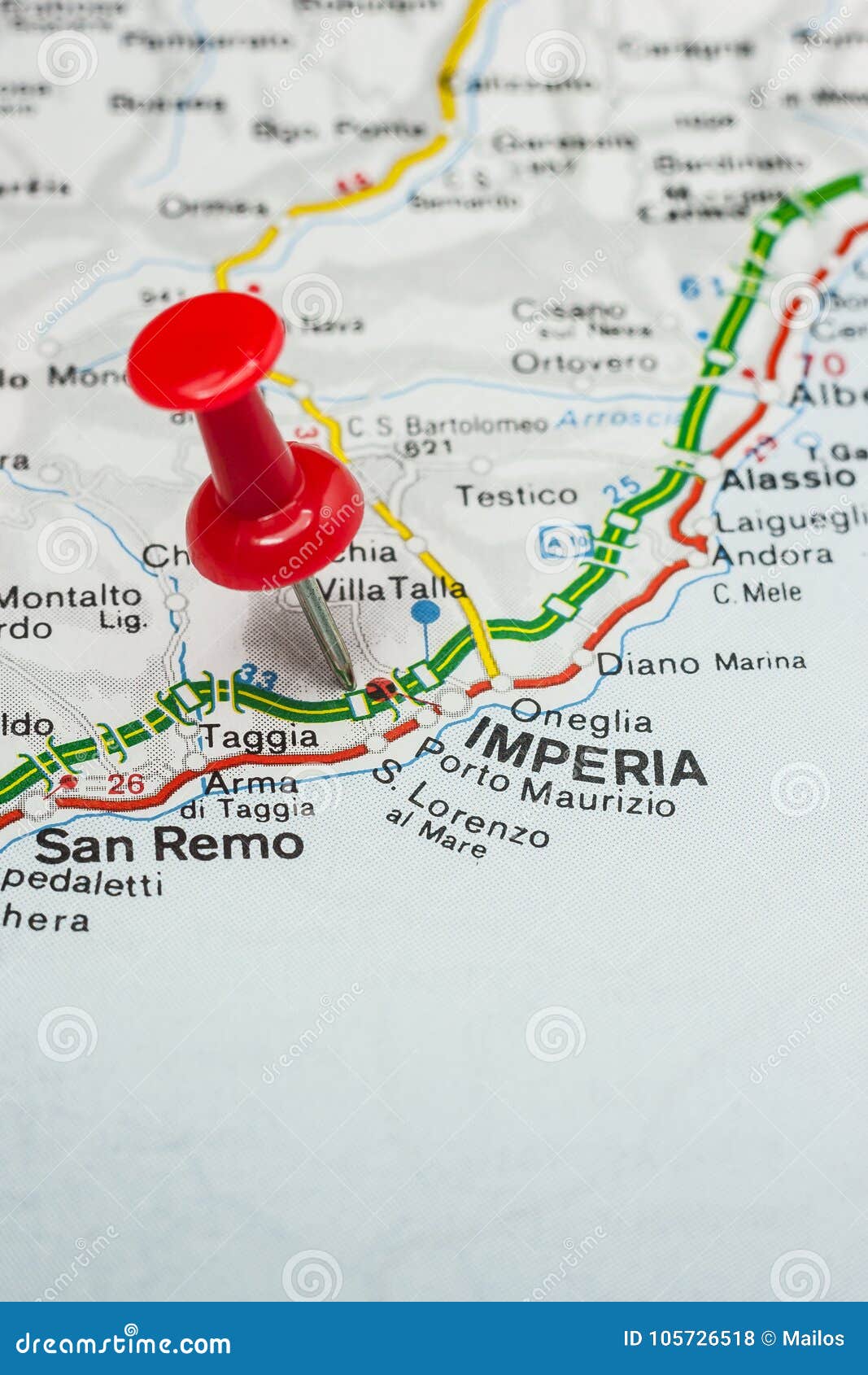Imperia Pinned on a Map of Italy Stock Photo - Image of country ...