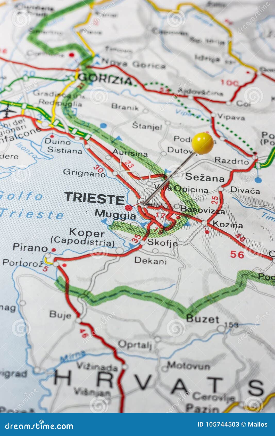 Trieste Pinned on a Map of Italy Stock Image - Image of italy, pinned ...
