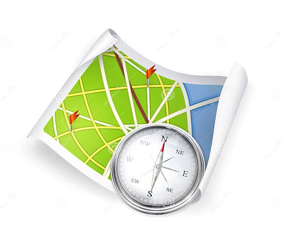 Road Map and compass stock vector. Illustration of graphic - 24548857