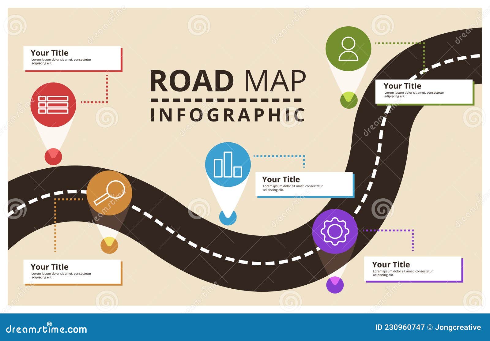 Road Map Creative Report Business Plan Concept Infografisch Sjabloon ...