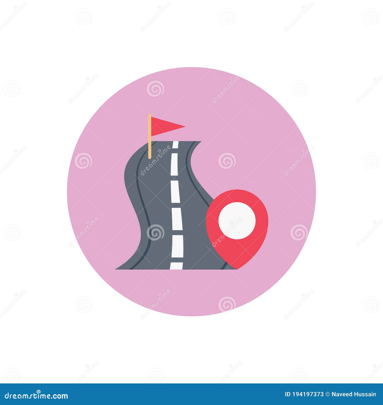 Road map flat color icon stock vector. Illustration of shape - 194197373