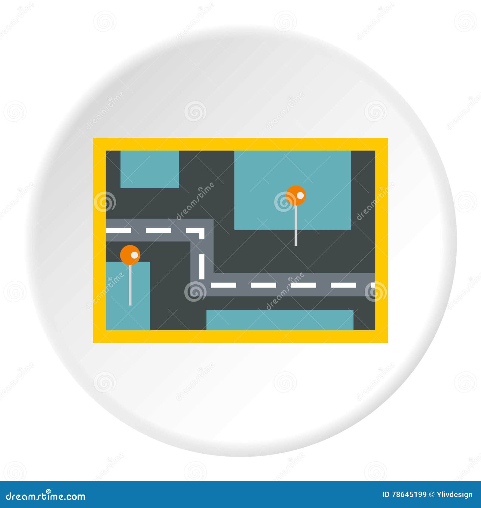 Road map icon, flat style stock vector. Illustration of place - 78645199