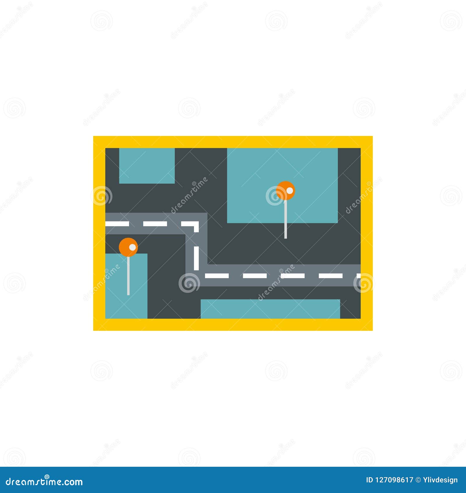 Road map icon, flat style stock illustration. Illustration of icon ...