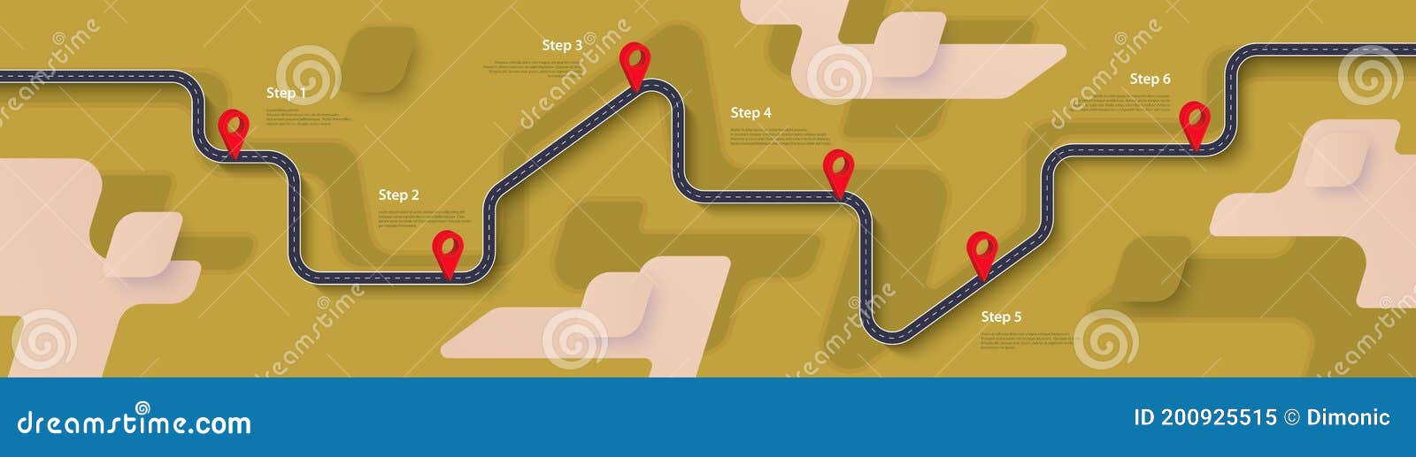 Road Map And Journey Route Infographics Template. Winding Road Timeline ...