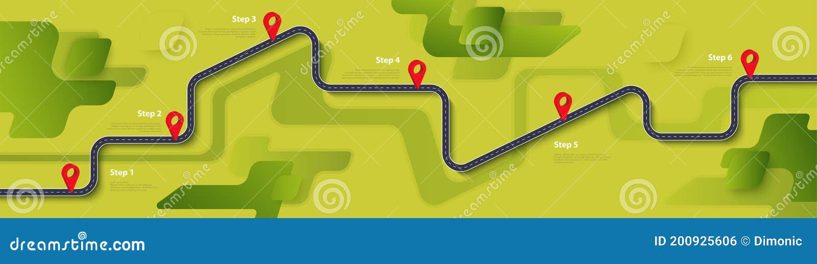 Road Map And Journey Route Infographics Template. Winding Road Timeline ...