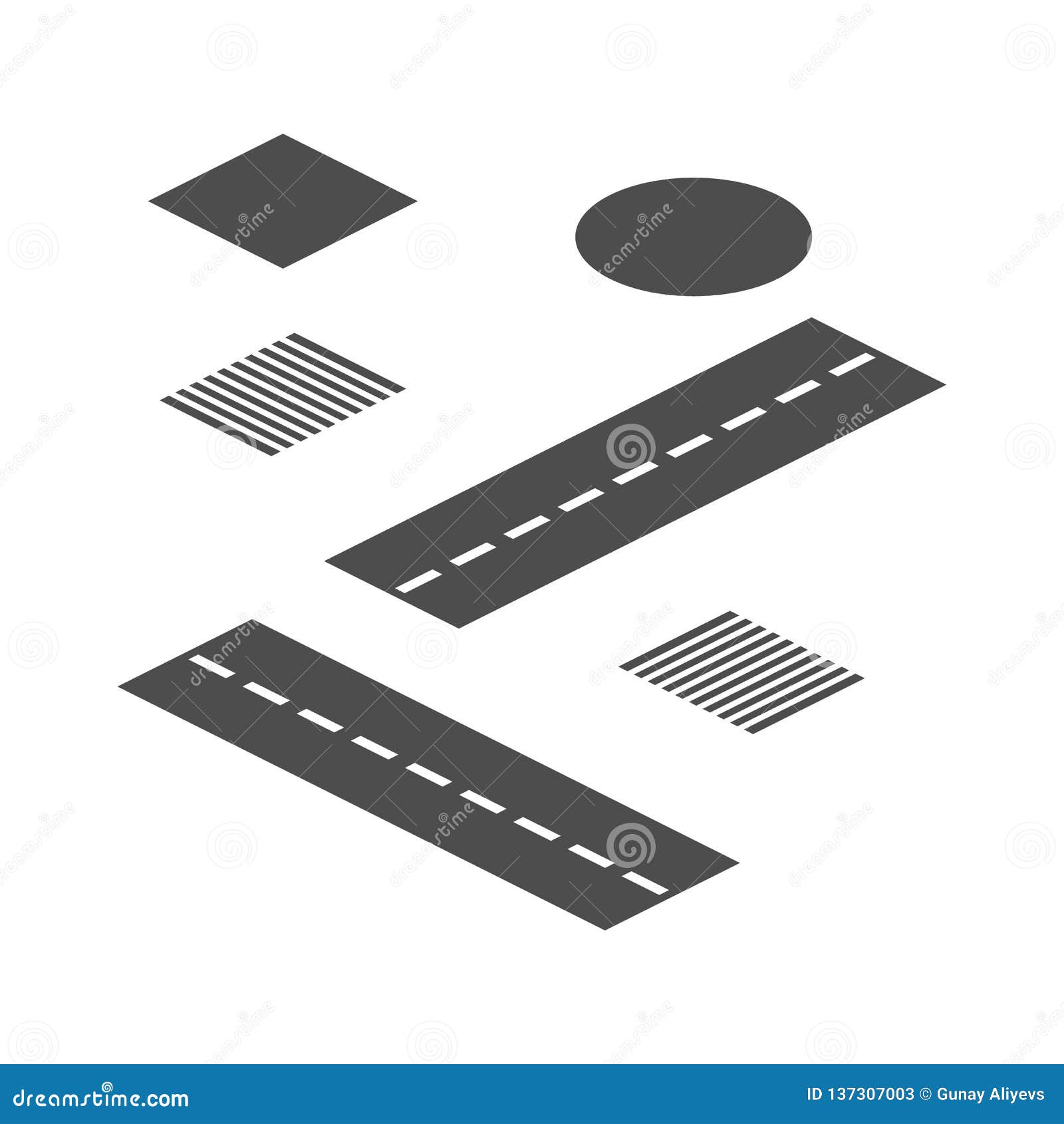 Road Map Kit - Vector Elements To Create Your Own Isometric Stock ...