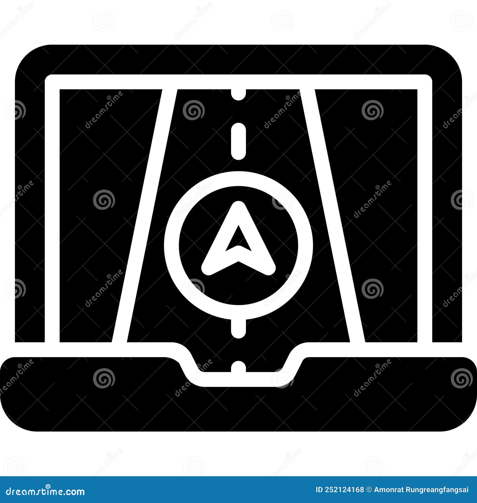 Road Map on Laptop Screen Icon, Location Map and Navigation Vector ...