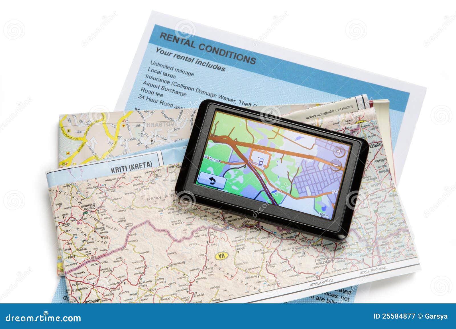 Road map and navigator stock image. Image of gadget, document - 25584877