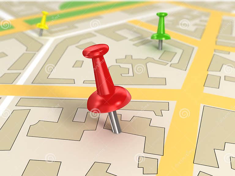 Road map with Pin Pointers stock illustration. Illustration of ...