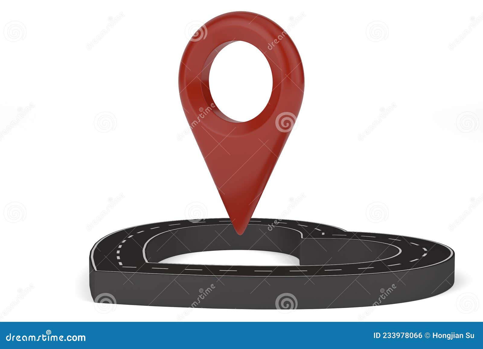Road and Map Point Isolated on White Background. 3D Rendering Stock ...