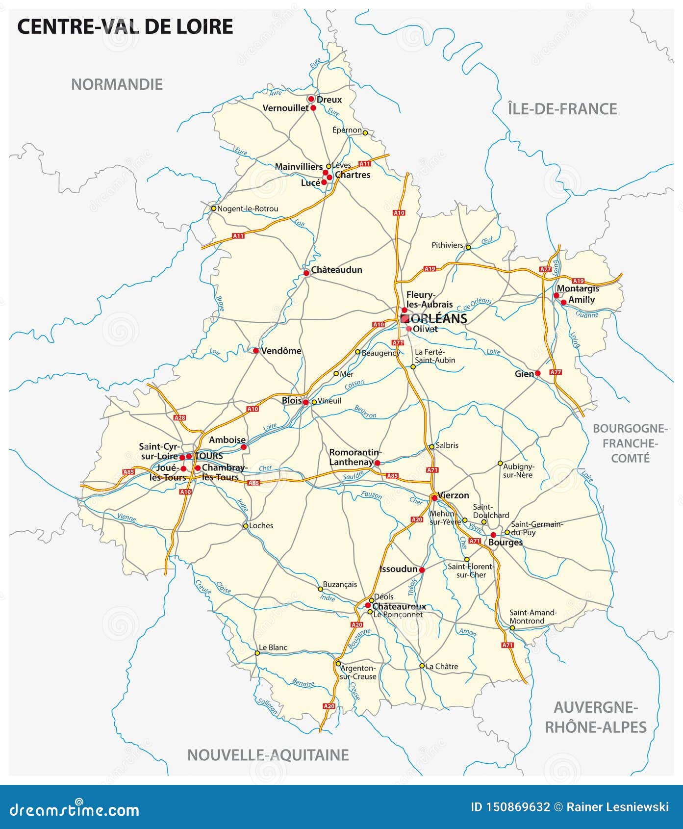 Centre-Val De Loire France, Administrative Region Map Is Designed ...