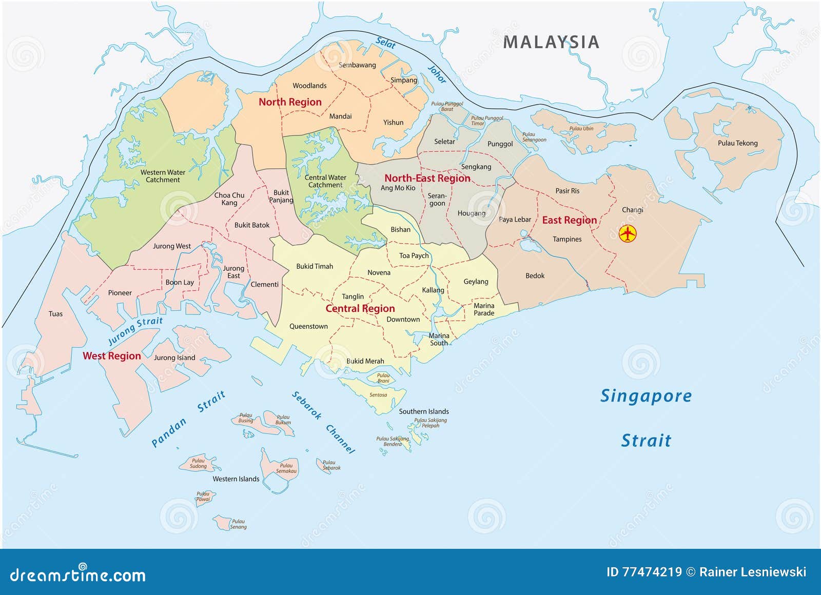 Road map of Singapore stock illustration. Illustration of division ...