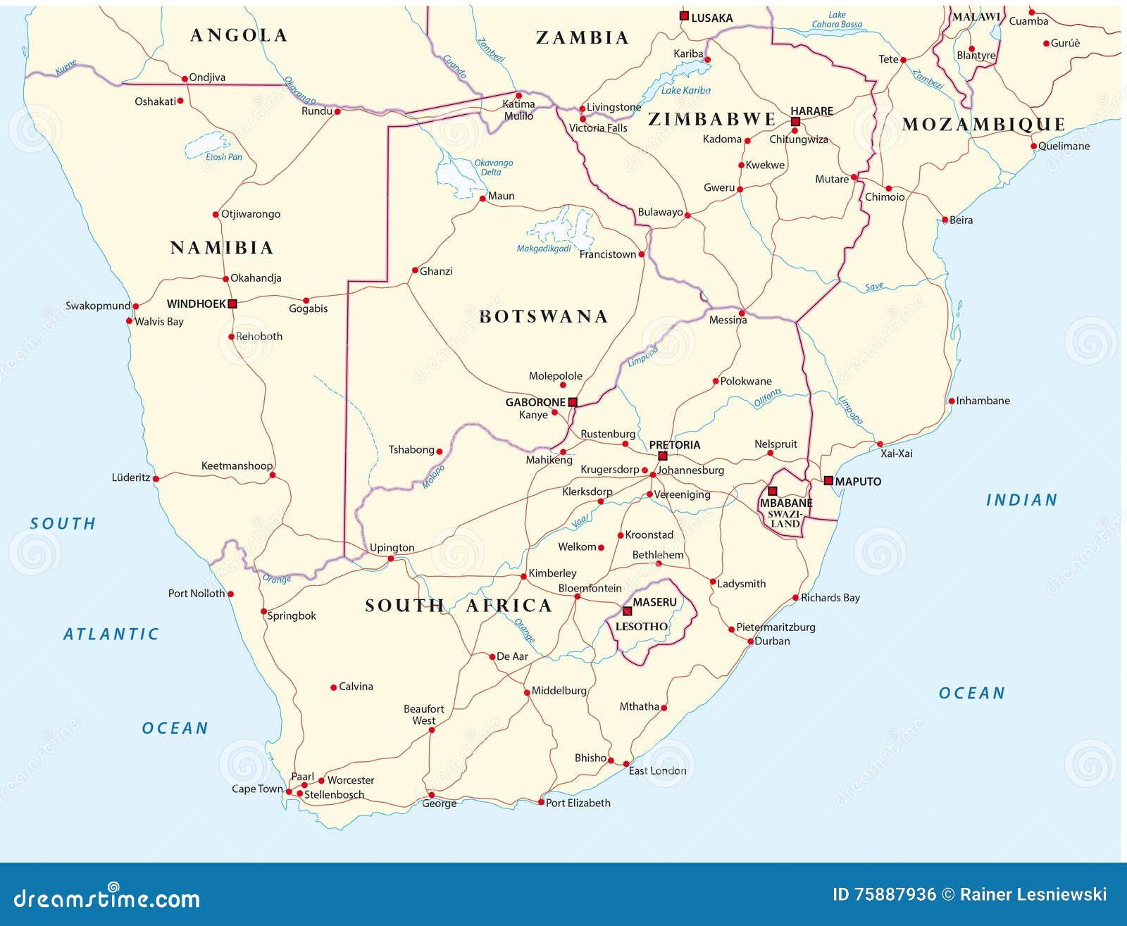 Road Map Of South Africa