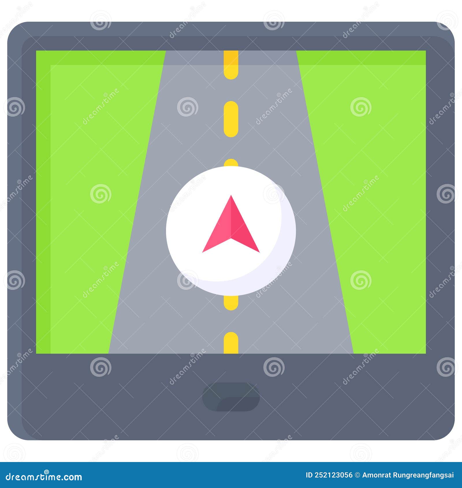 Road Map on Tablet Icon, Location Map and Navigation Vector Stock ...