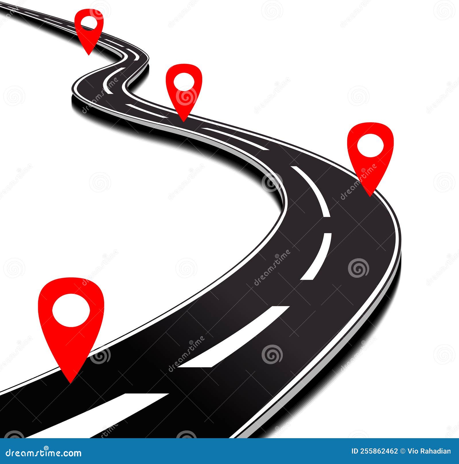 Winding Road Way with Pin Isolated. Stock Vector - Illustration of ...