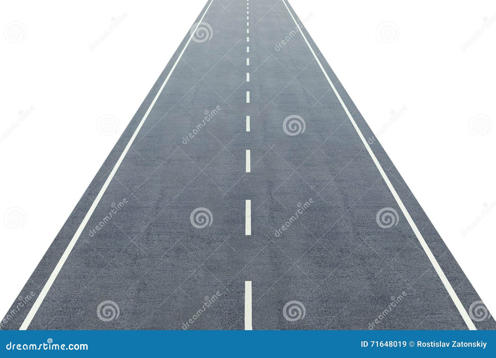 Road with a Marking Going To Distance Isolated on White Background. 3d ...