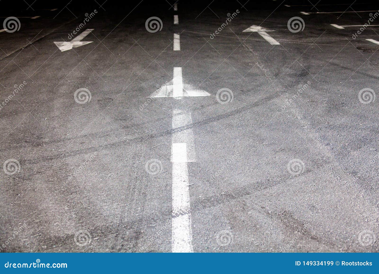 Road Marking Lines. Destination Arrows on the Parking Lot Stock Image ...