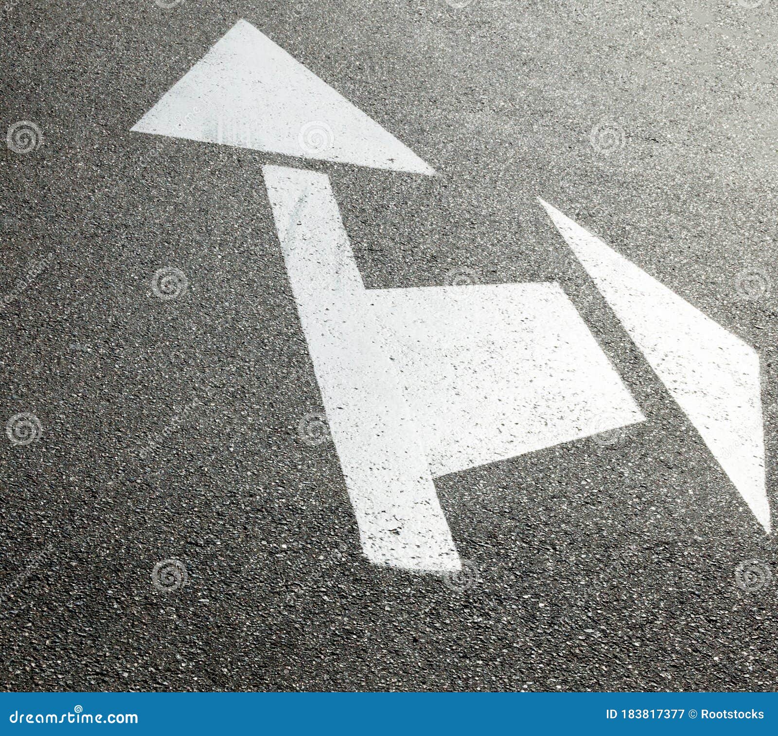Road Marking Lines. Go Straight and Turn Arrows Stock Image - Image of ...