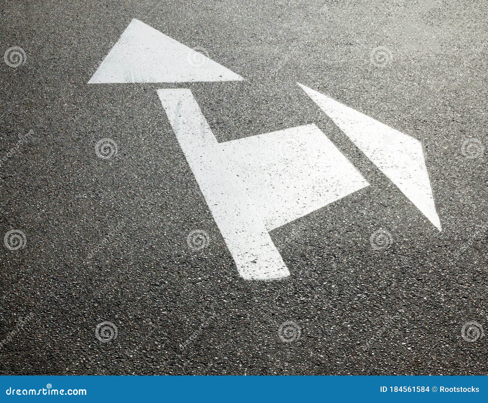 Road Marking Lines. Go Straight and Turn Arrows Stock Photo - Image of ...