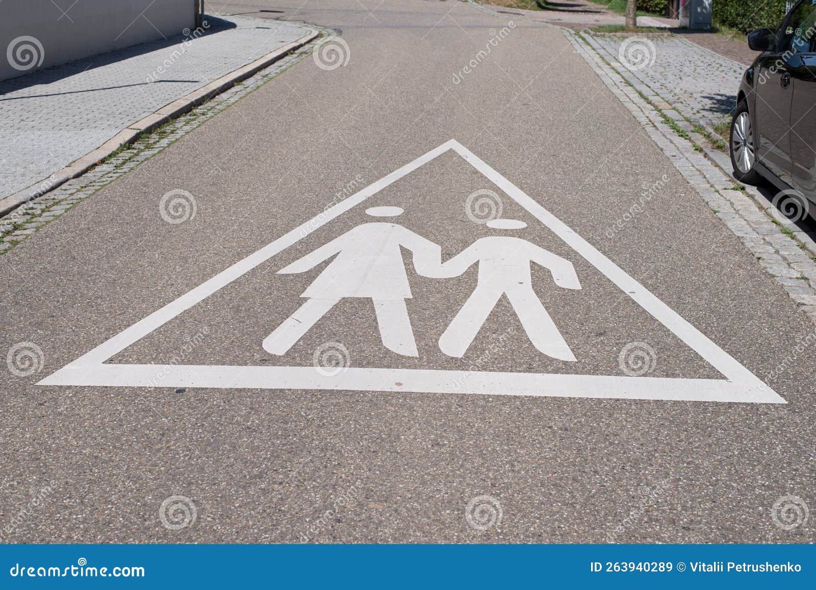 Road marking pedestrians stock image. Image of bike - 263940289
