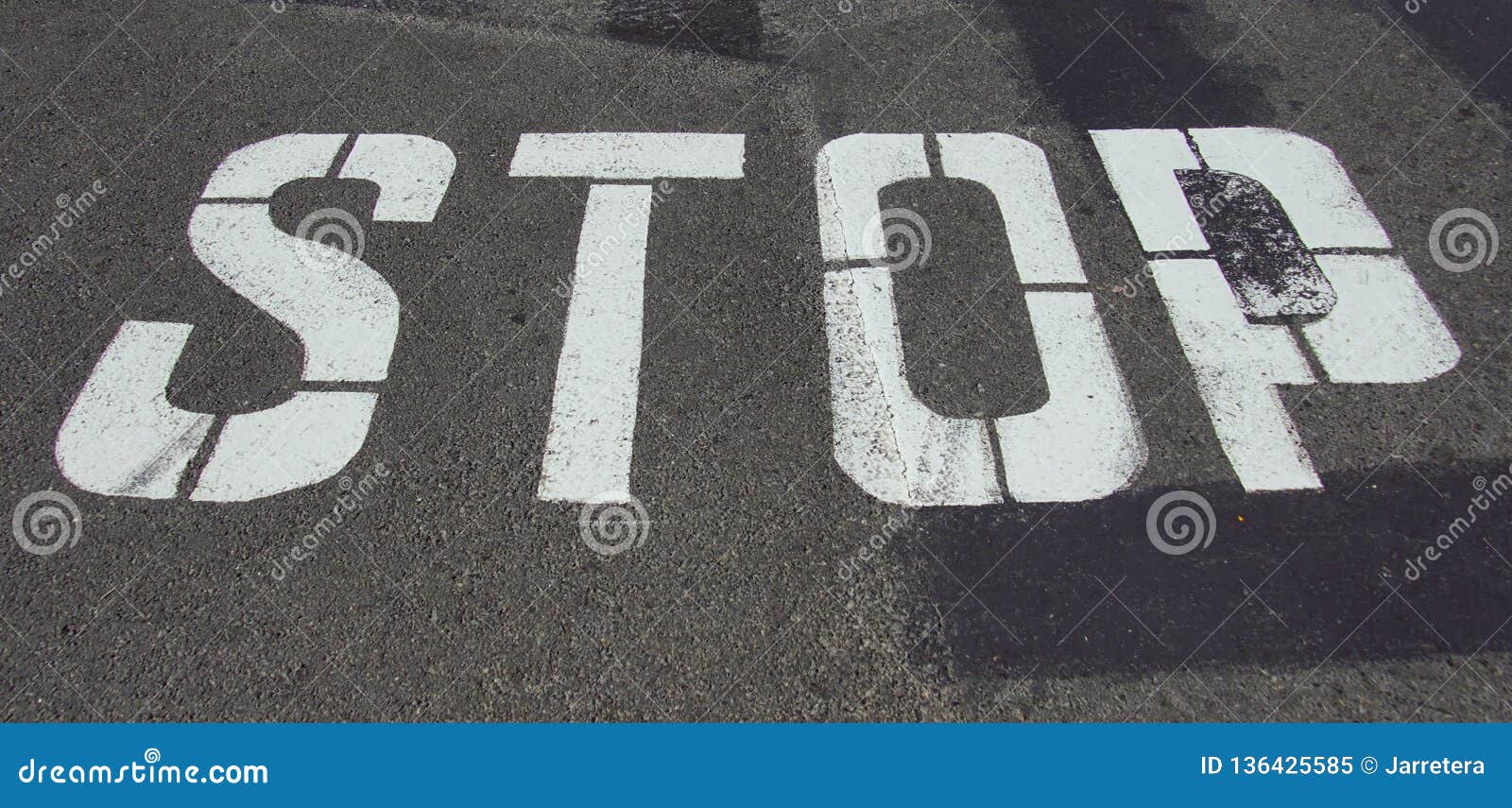 Bus Stop Sign Markings On An Empty Road Looking Into The Distance ... Bus Stop Sign Markings On An Empty Road Looking Into The Distance ...