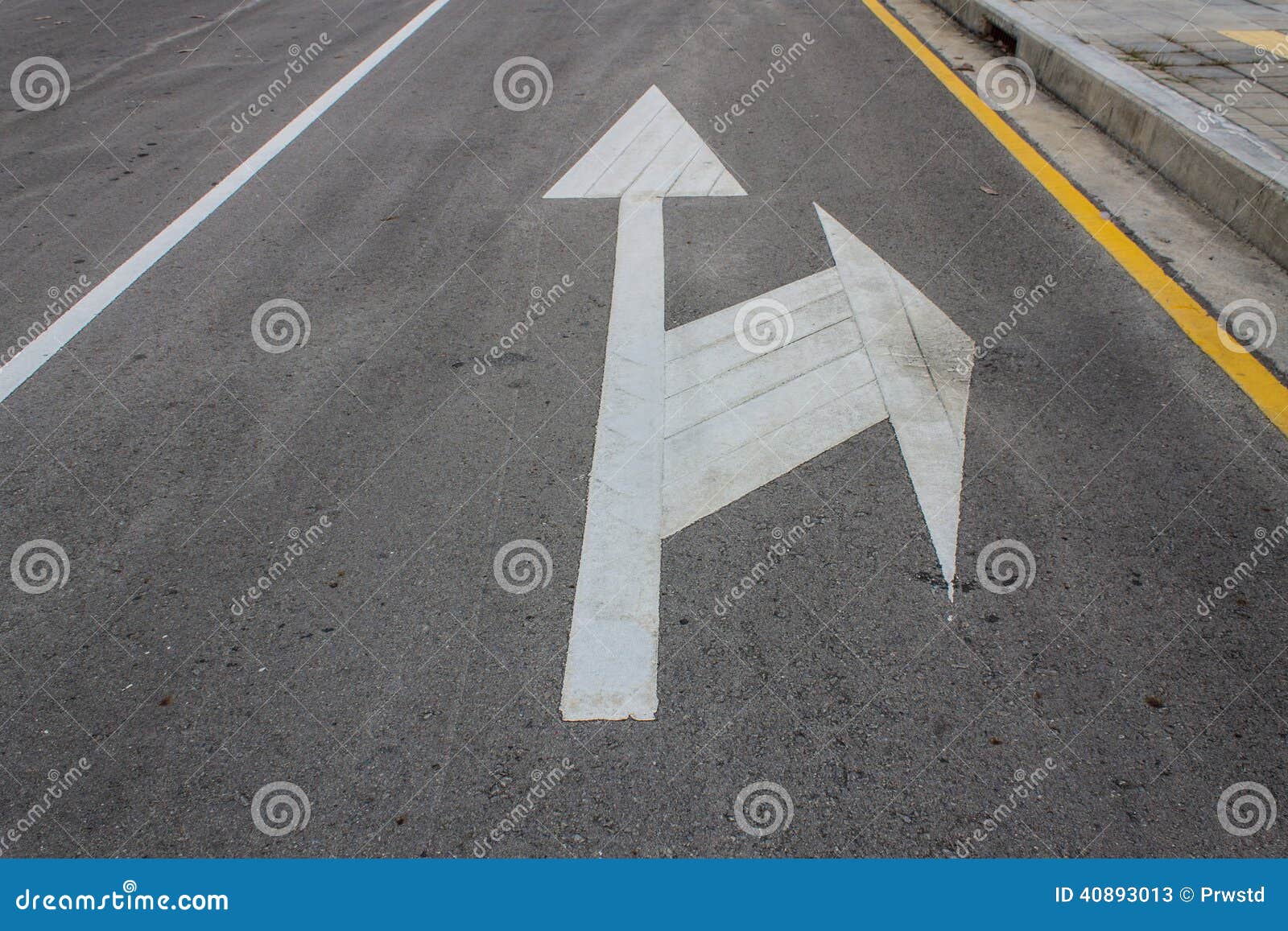 Road Markings with Footpath Stock Image - Image of forward, highway ...