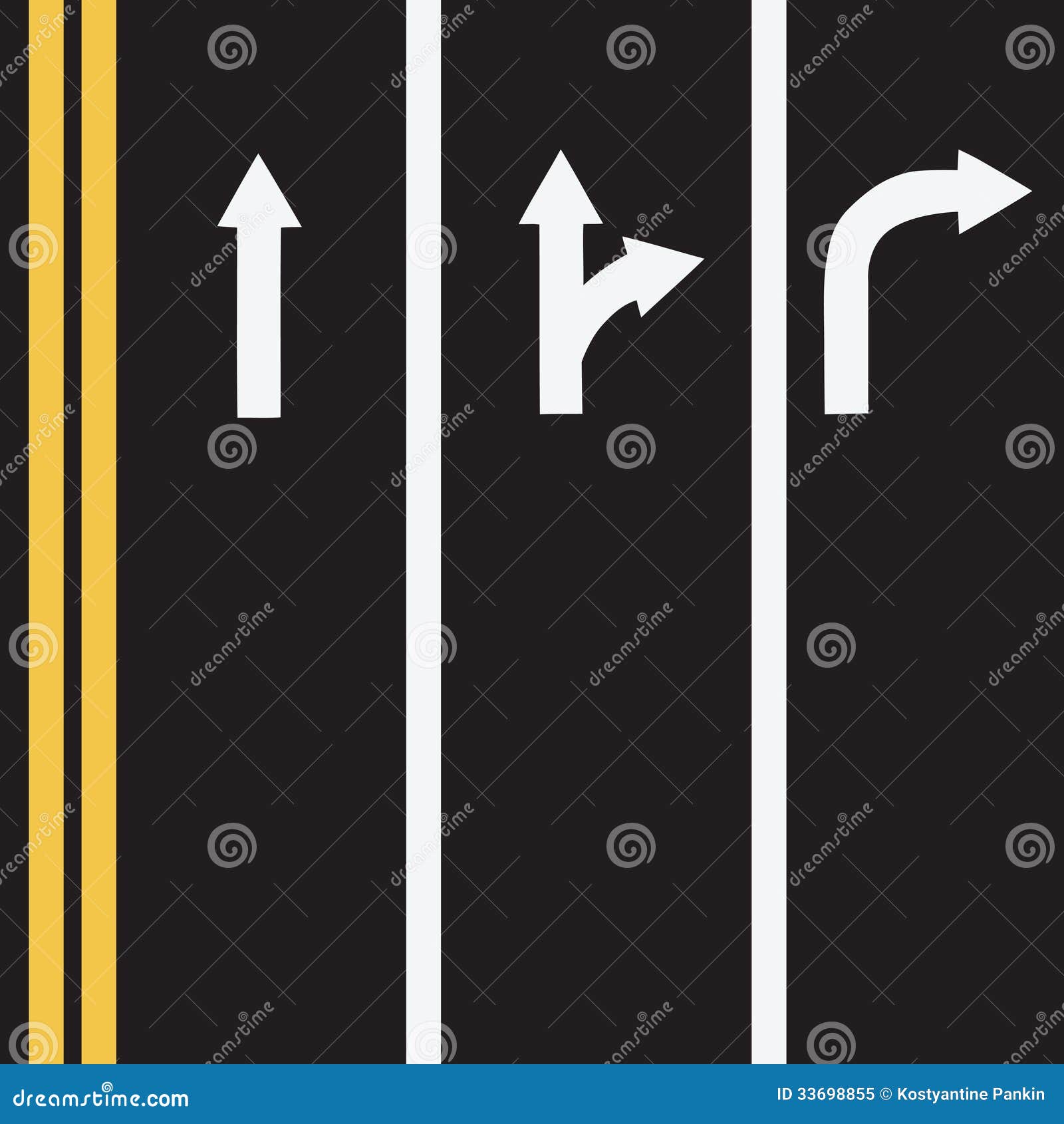 Road Markings in Three Lines Stock Vector - Illustration of yellow ...