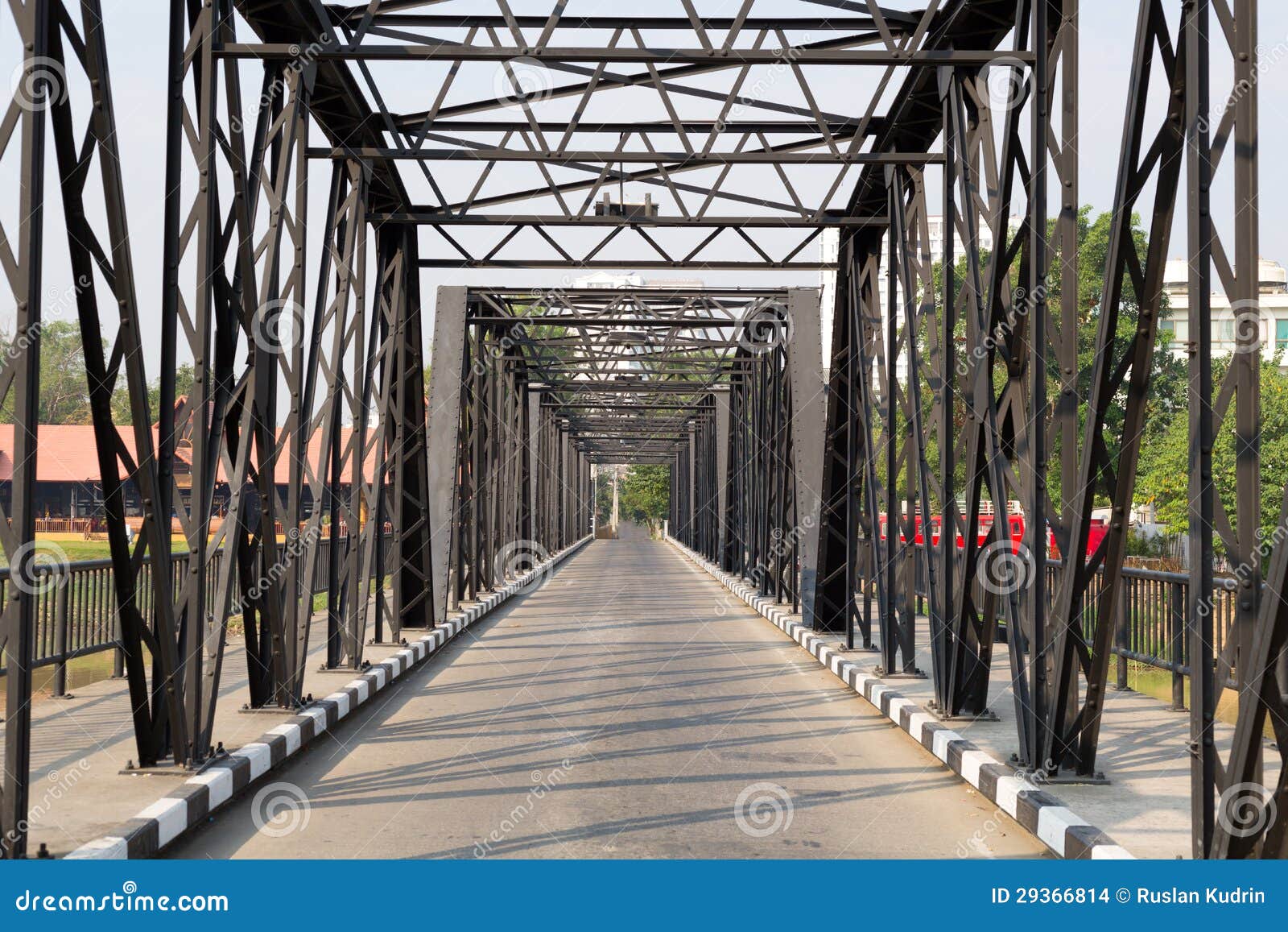 Road through Metal Bridge Tunnel Stock Photo - Image of snow, scene ...