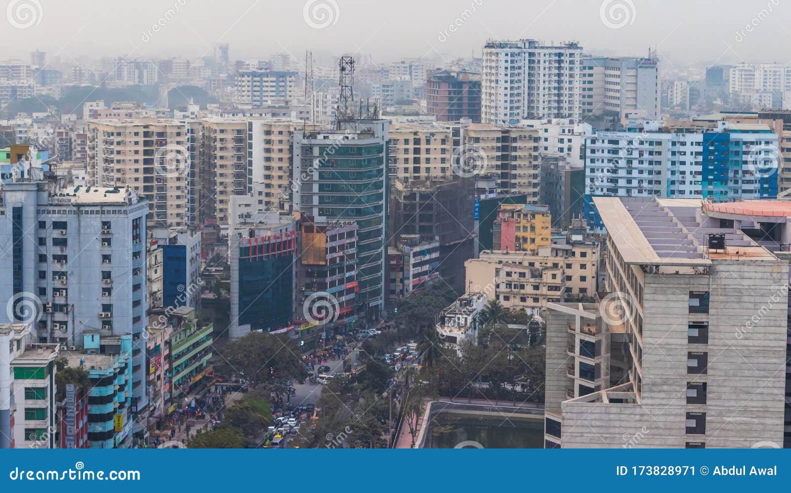 Dhaka City, Bangladesh - View Of The Buildings And A Lake From The ...