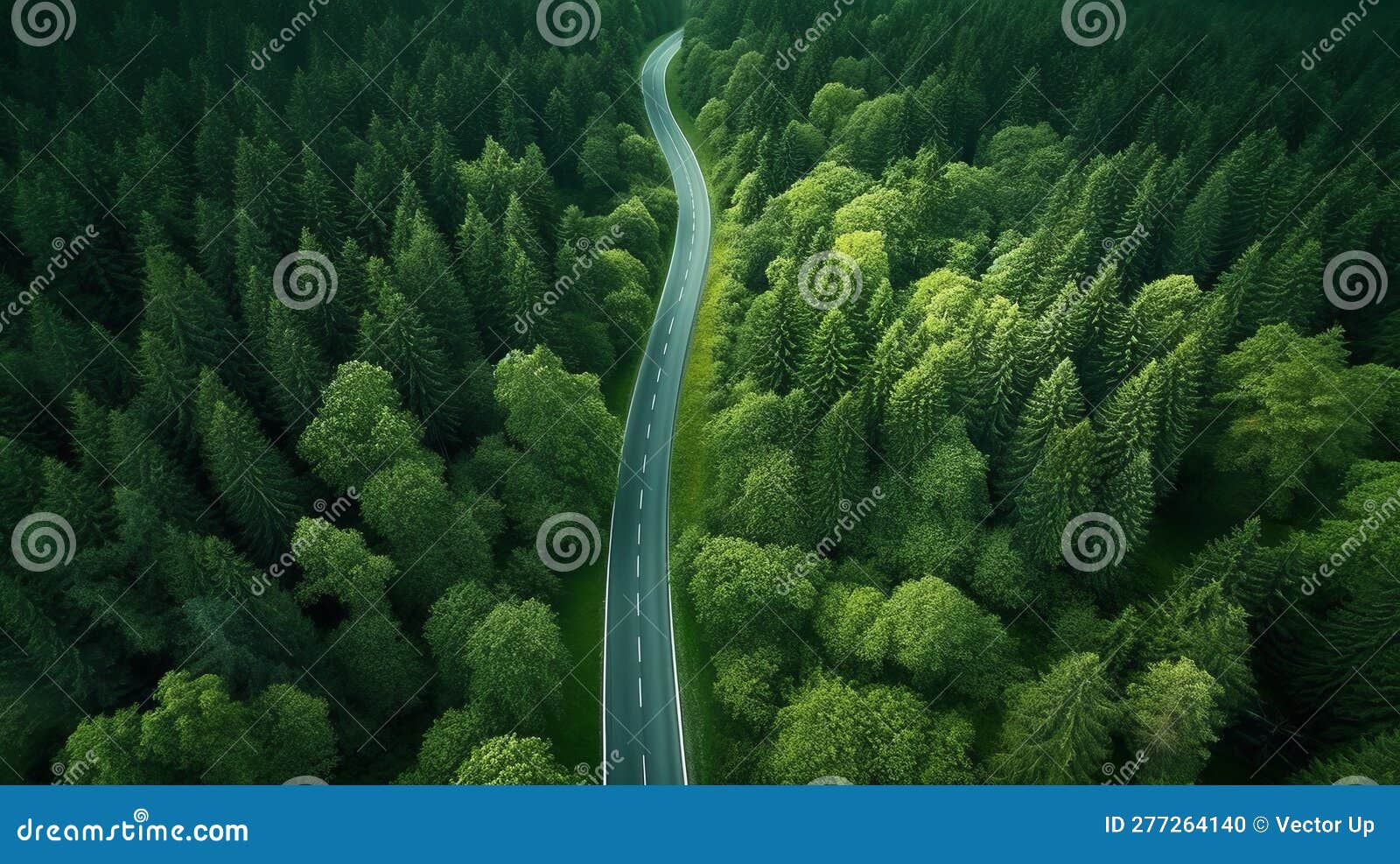 Road in the Middle of the Forest View from Above. Generative AI Stock ...