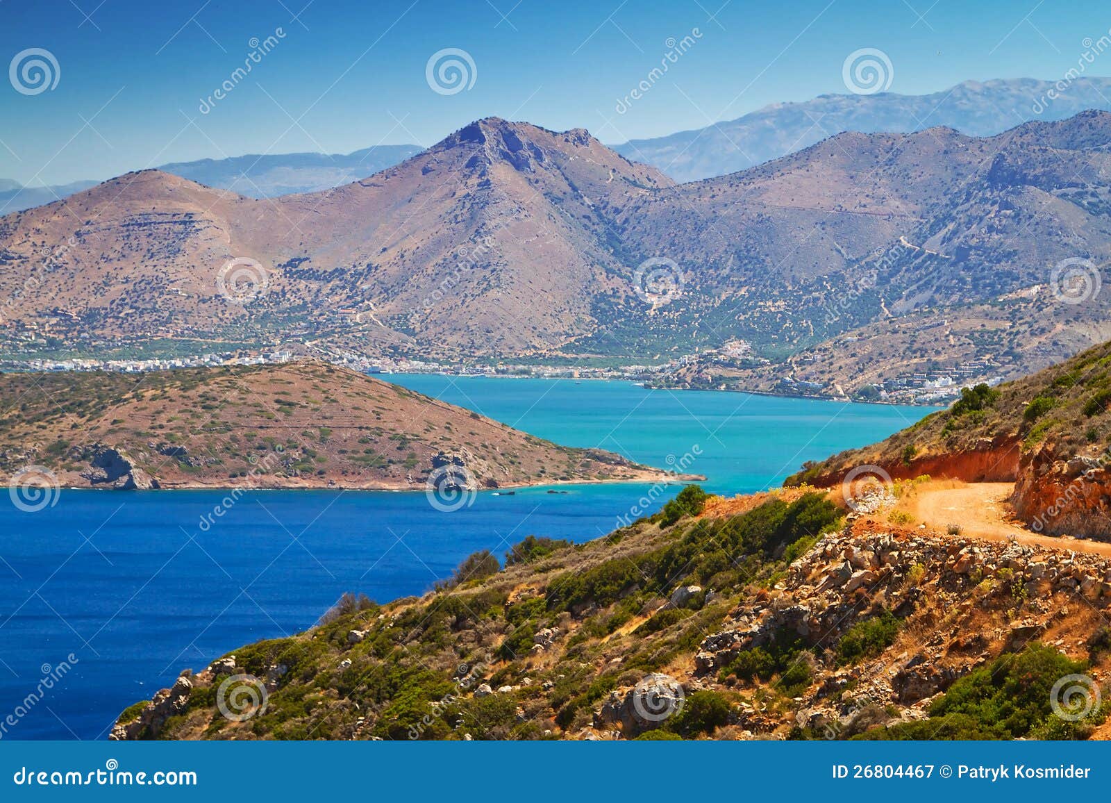 Road at Mirabello Bay on Crete Stock Image - Image of plaka, mountain ...