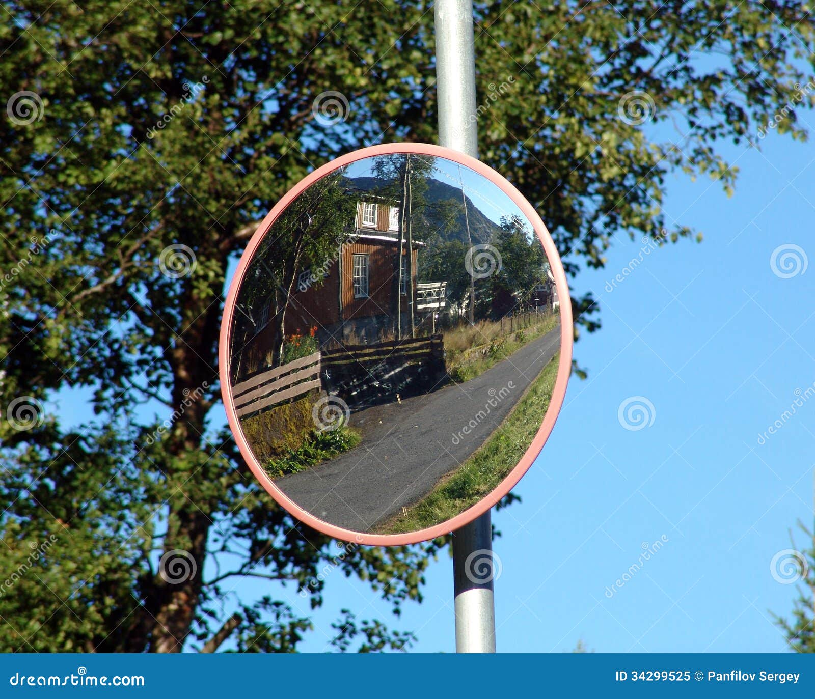Road Mirror Stock Image Image Of Summer Reflection 34299525
