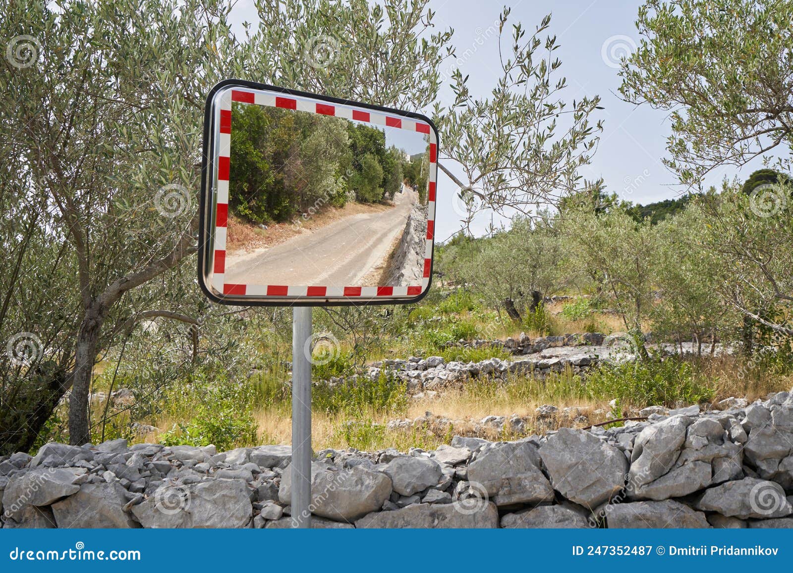 Road Mirror for Safe Driving on the Country Road Stock Image - Image of ...