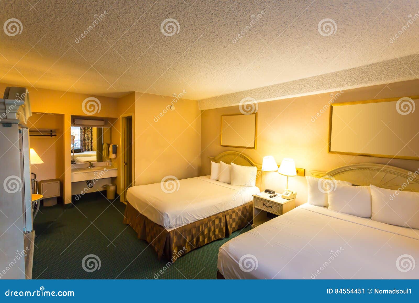Road motel room interior. stock image. Image of building - 84554451