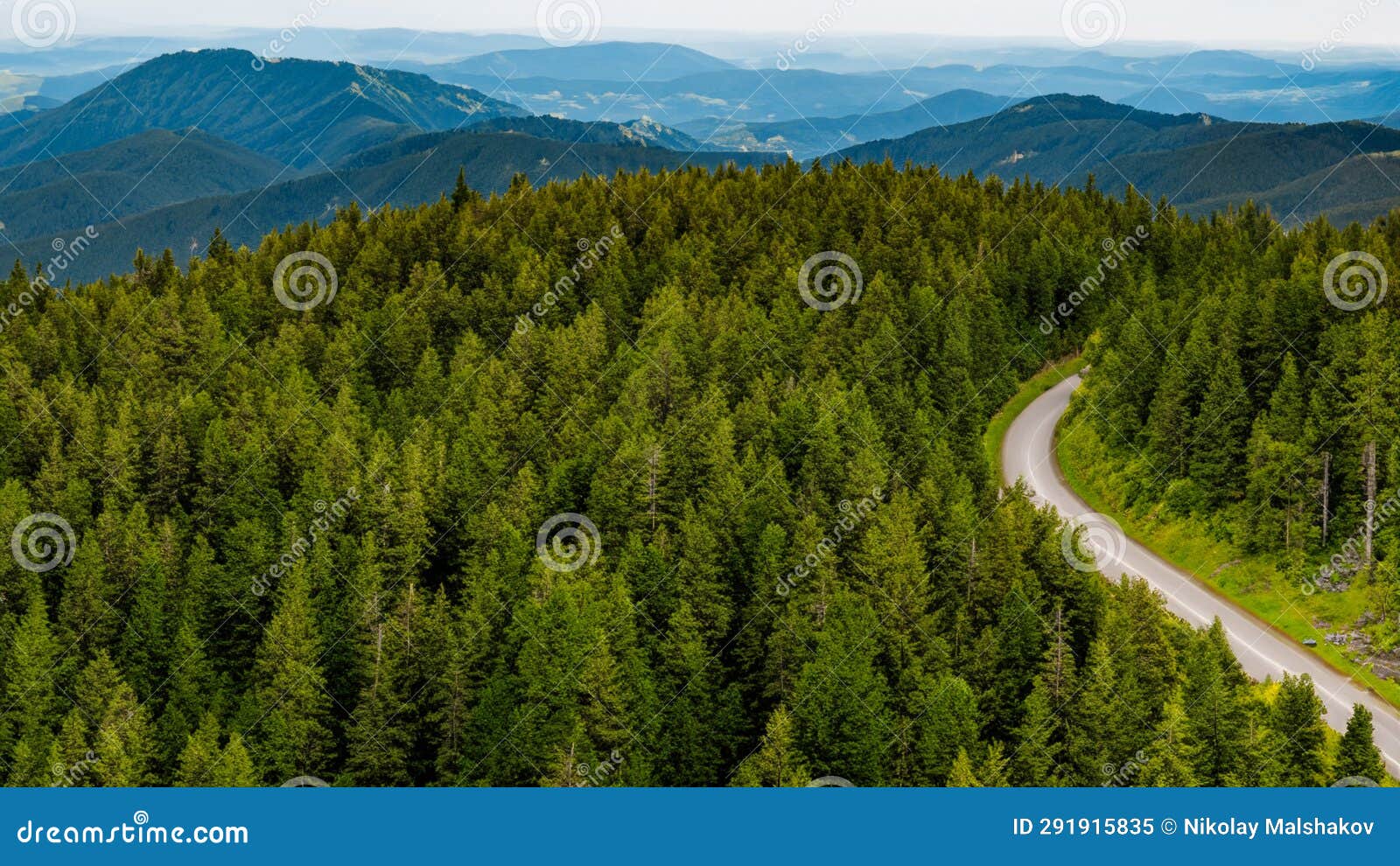 Road through Mountain Forest Top View. Stock Image - Image of landscape ...
