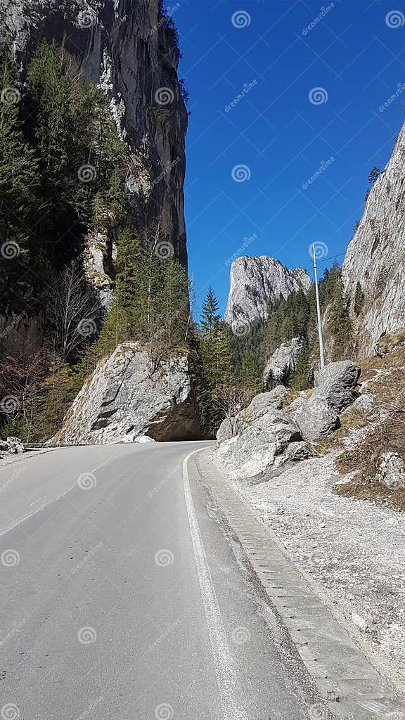 Road into the Mountain with Hight Rocks Stock Image - Image of mountain ...